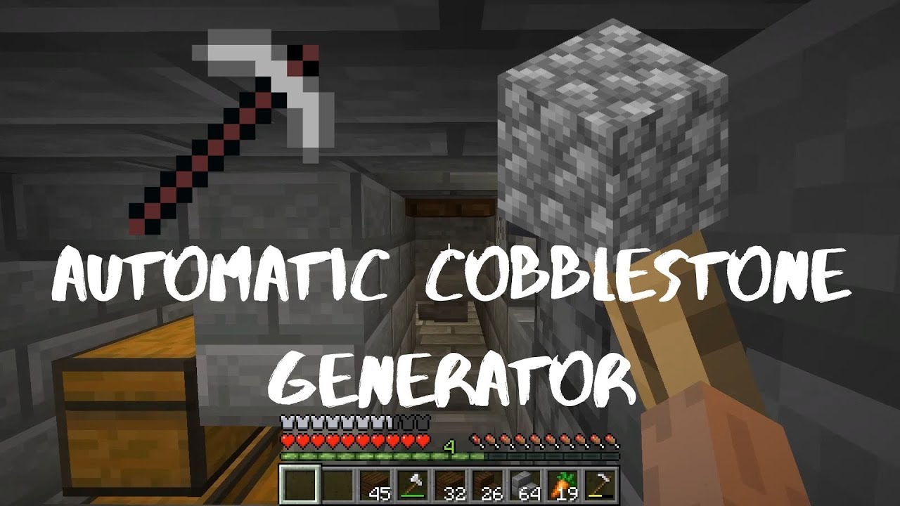 Fully Automatic Cobblestone Generator Minecraft Tutorial - YouTube