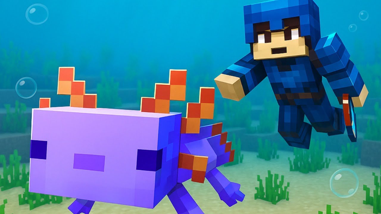 COMO CONSEGUI O AXOLOTE RARO NO MINECRAFT - YouTube
