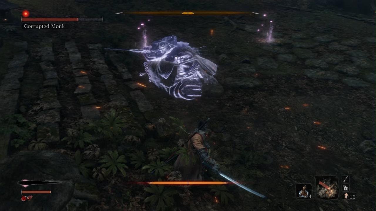 Sekiro: Corrupted Monk - no Kuro charm, Demon Bell, base attack ...