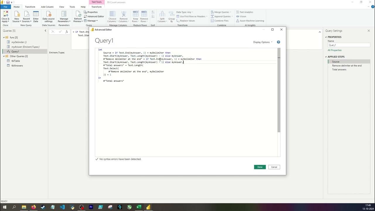 89 - Count correct answers, function (Power Query) - YouTube