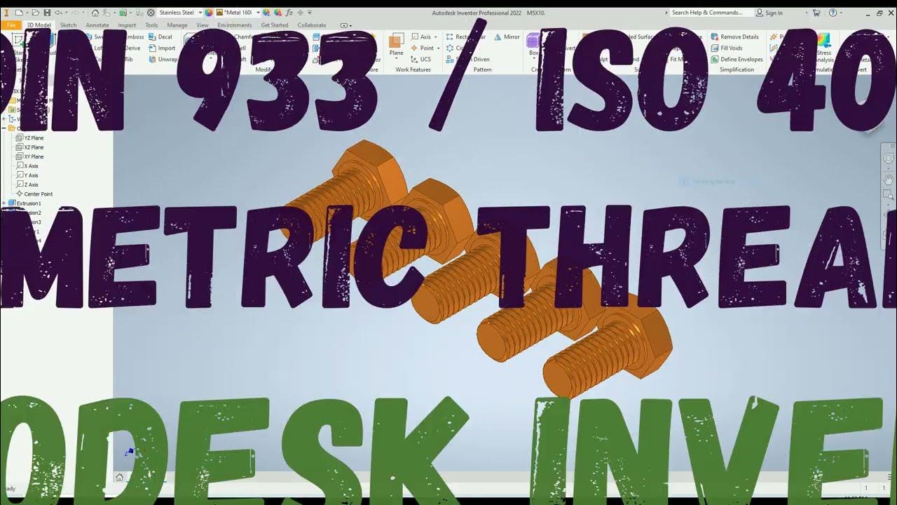 Autodesk Inventor-Bolt DIN 933 ISO 4017-Coil Command - YouTube