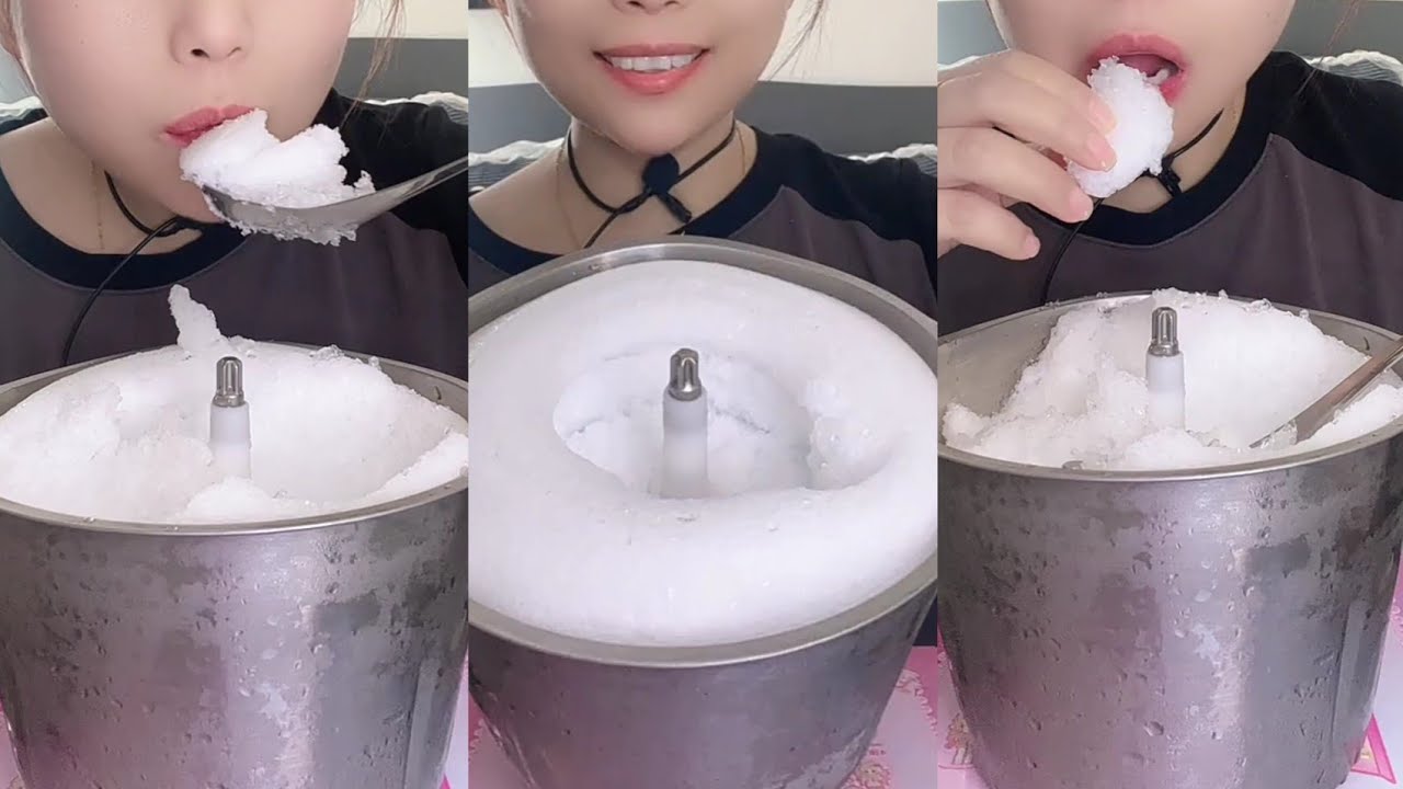 SHAVEDICE POWDERY SOFT FLUFFY ICE 🧊ASMR SQUEAKY FROSTY ICE 🧊ICE EATING ...
