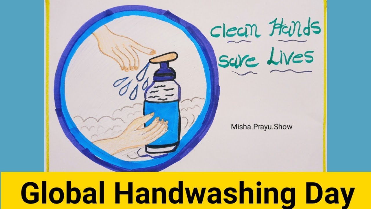 Poster Drawing on Global Handwashing Day 2021 | How to Draw Washing ...