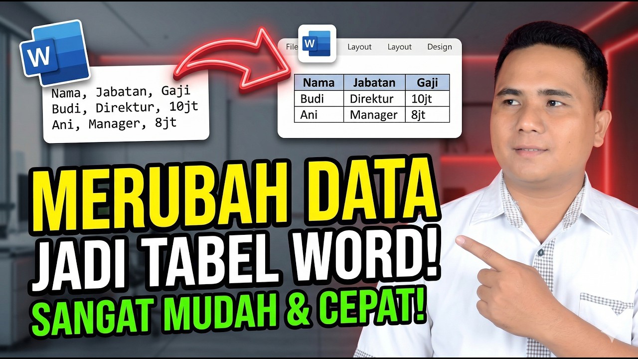 Cara merubah data menjadi tabel di ms word dengan sangat mudah - YouTube