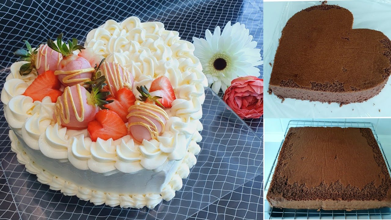 DIY Heart Shaped Cake/ Valentine's Day Inspiration Cake - YouTube