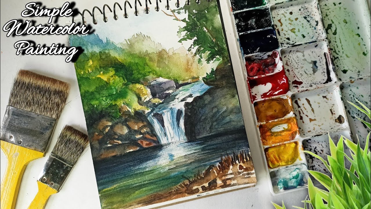 Beautiful Simple Watercolor scenery drawing for beginners 😍 - YouTube