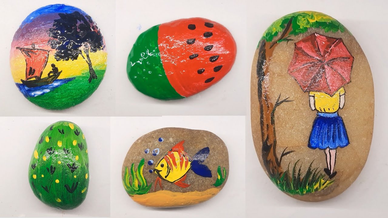 5 easy stone art ideas || - YouTube