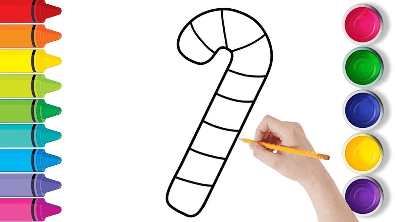 EASY! How to Draw a Candy Cane 🎅 Simple Christmas Art for Kids - YouTube