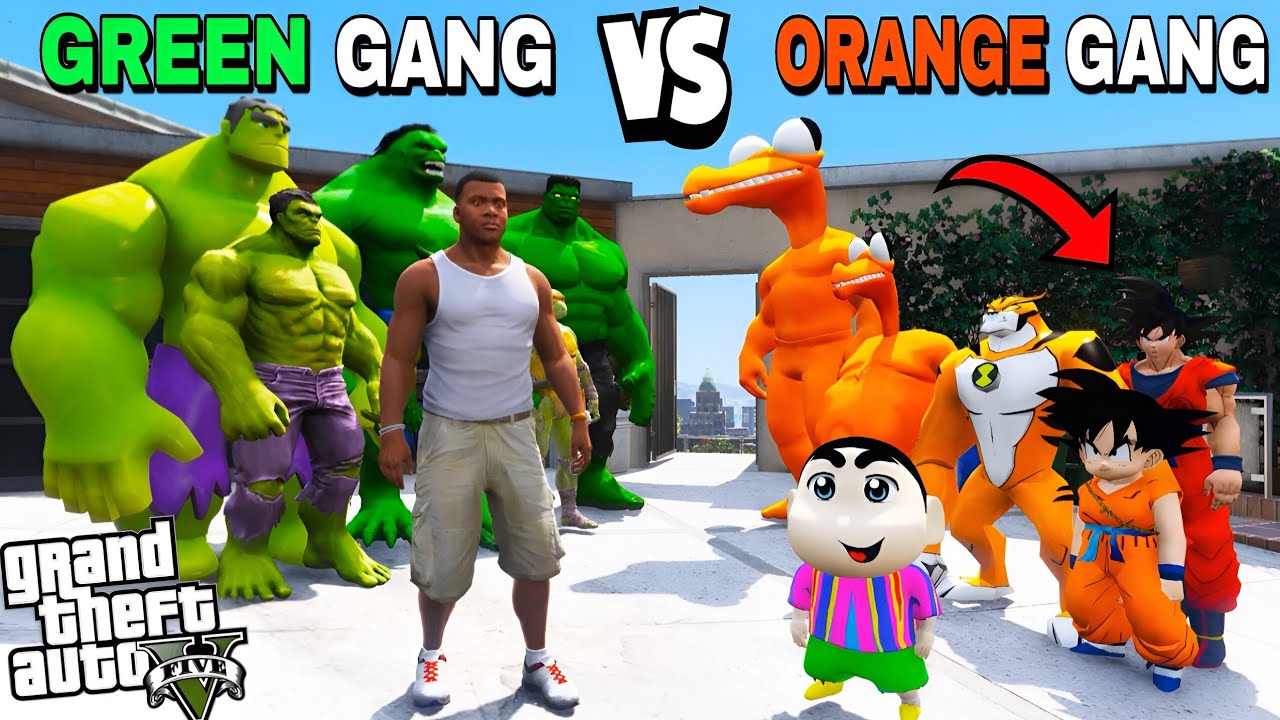 Franklin Green Gang Vs Shinchan Orange Gang Epic Battle In GTA 5! - YouTube