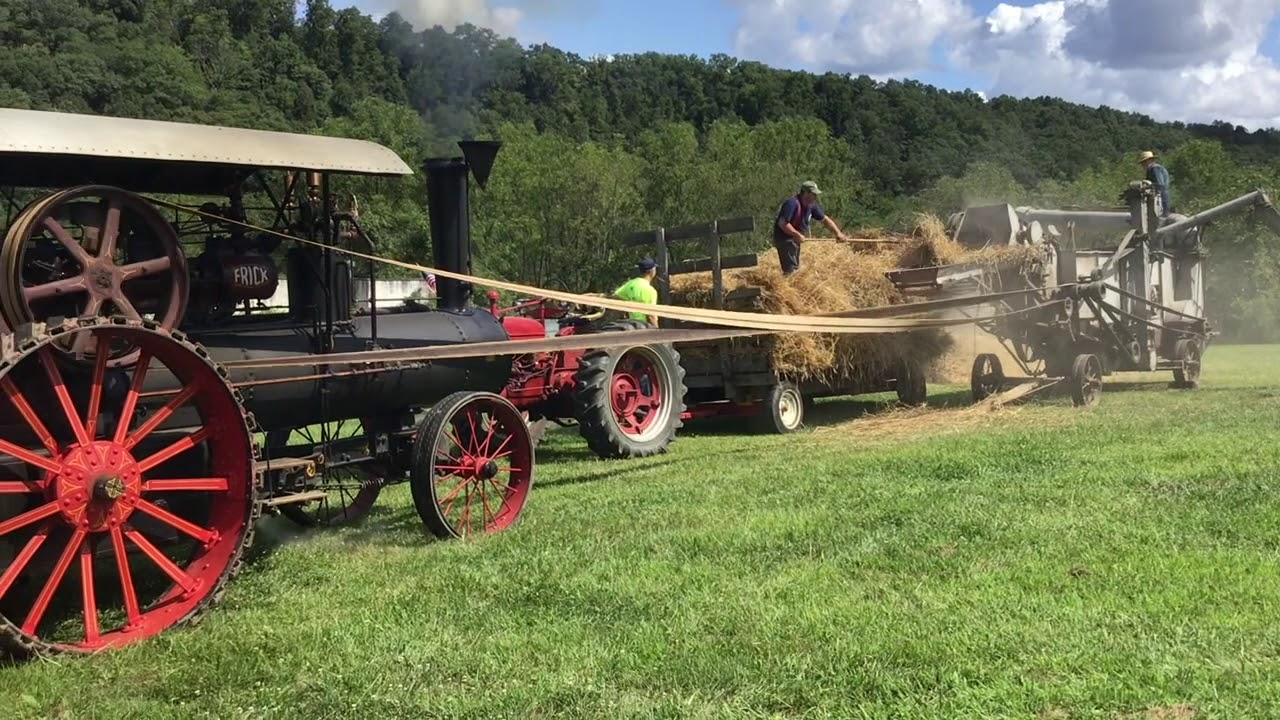 Rick Poeth's Frick Steam Engine on Thresher At MiddleCreek 2019 - YouTube