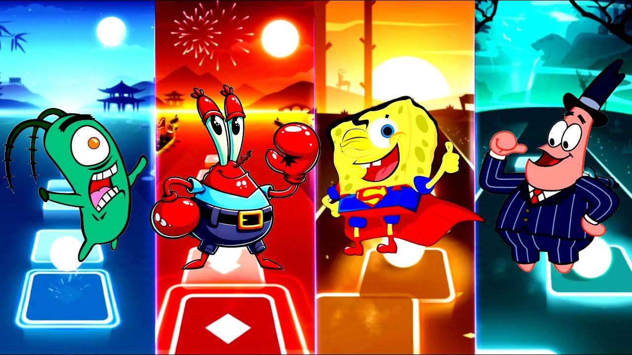 Plankton VS Mr Krabs VS Spongebob VS Patrick Star - Tiles Hop EDM Rush ...