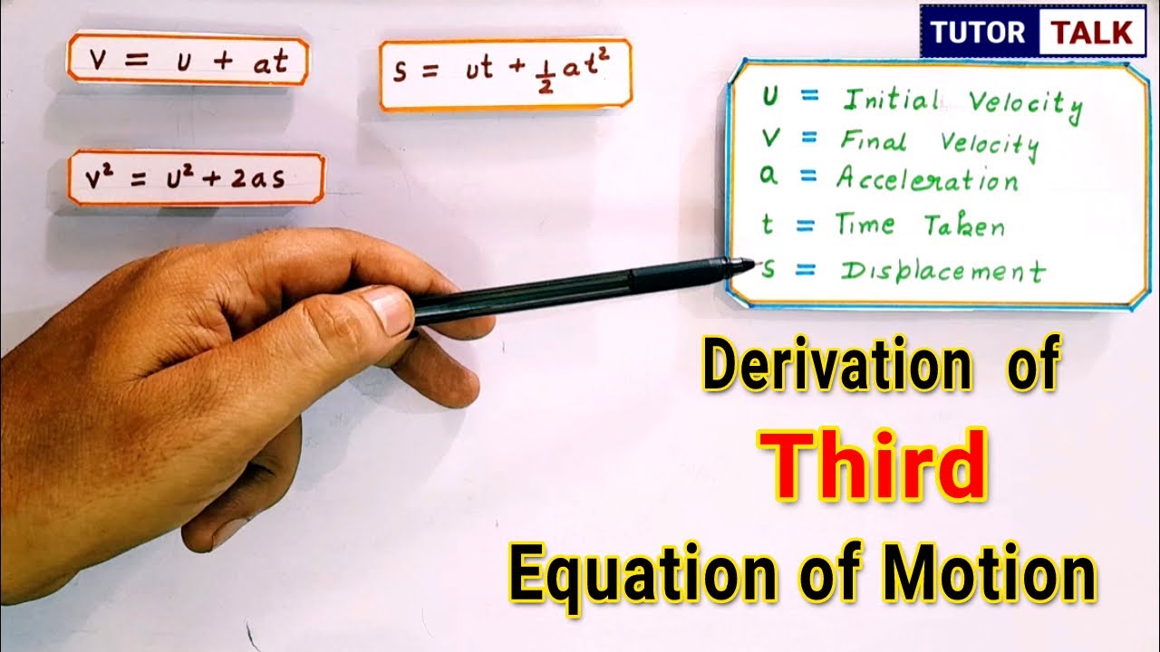 Derivation Of Third Equation Of Motion Algebraic Method Motion