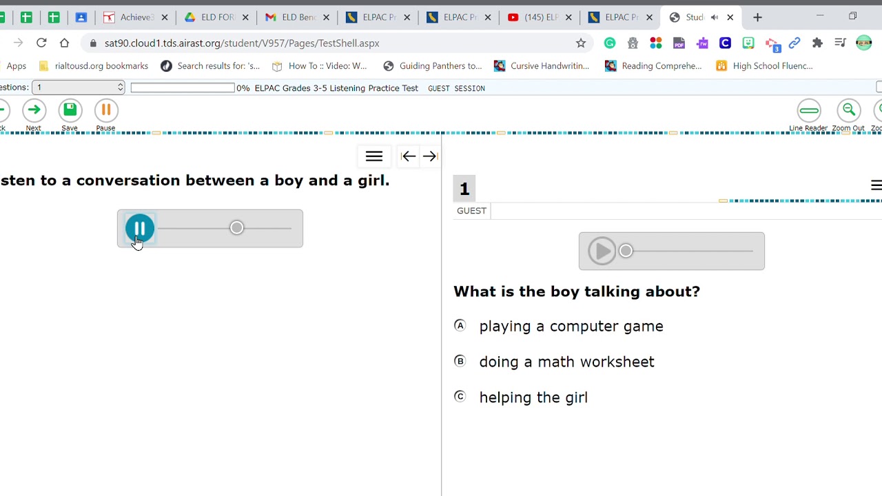 ELPAC GRADES 3 5 ASSESSMENT #1 - YouTube