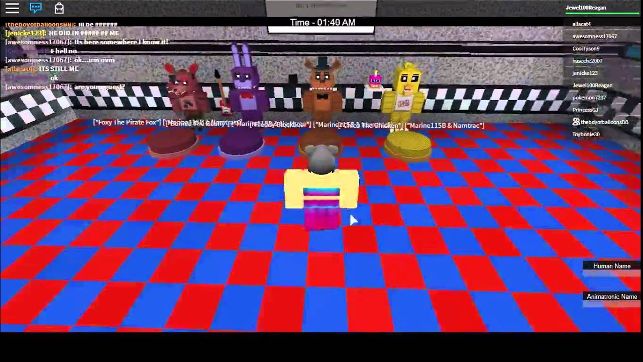Playing in roblox in freddy blockbear's - YouTube