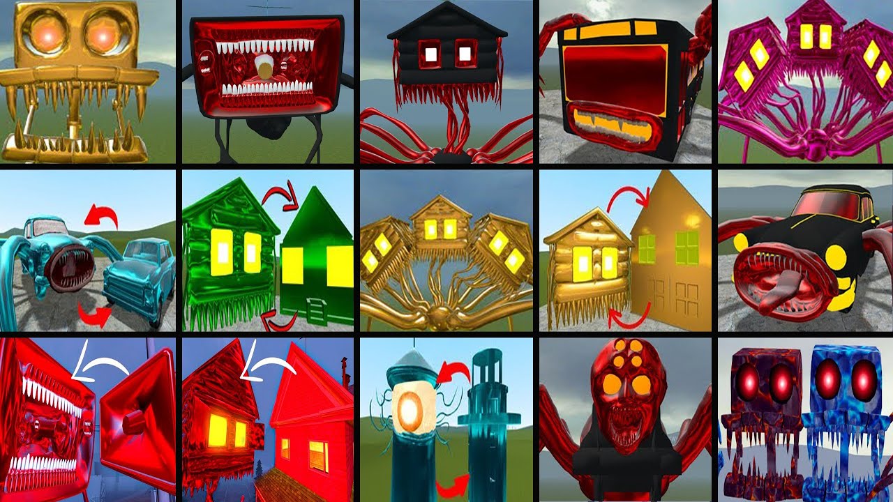 EVERYTHING TURNED INTO MONSTERS ALL COLORS FULL : CHOO CHOO CHARLES,BUS ...