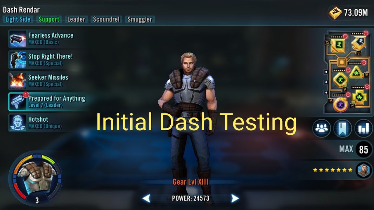 SWGOH - Dash Rendar initial testing - 5 battles. - YouTube