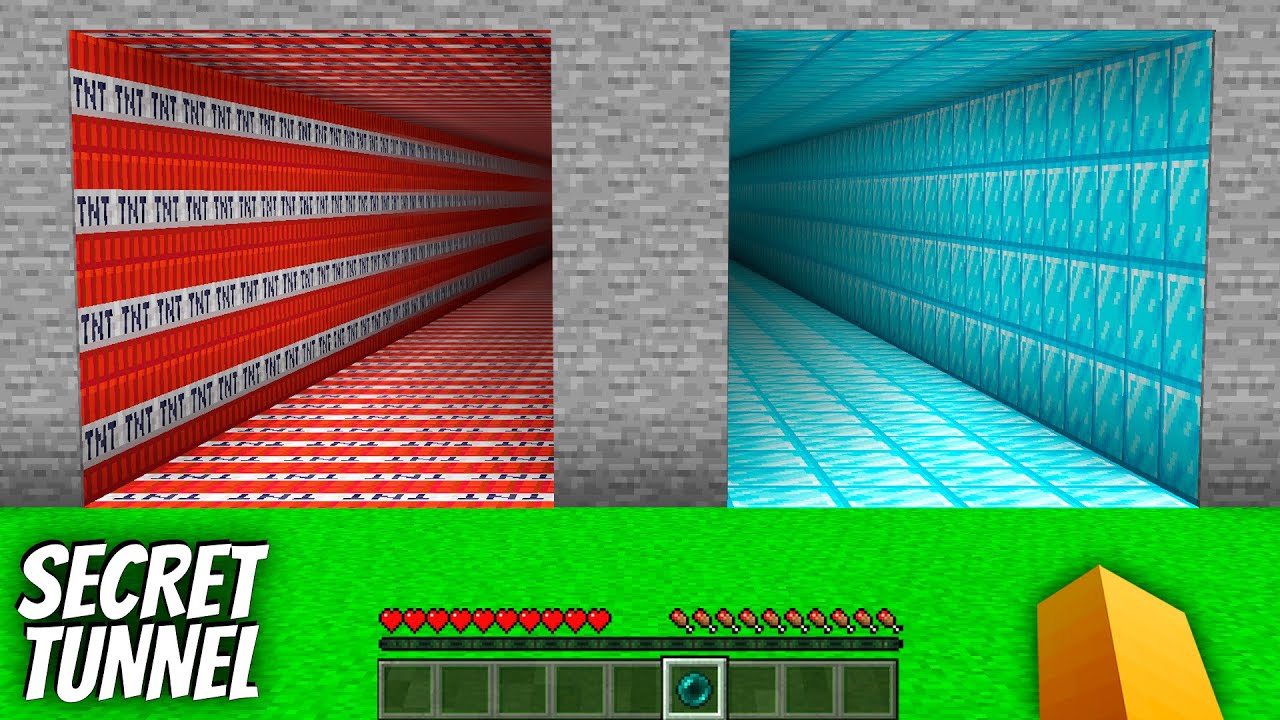 I found a LONGEST SECRET TUNNELS in Minecraft ! TNT TUNNEL vs DIAMOND ...