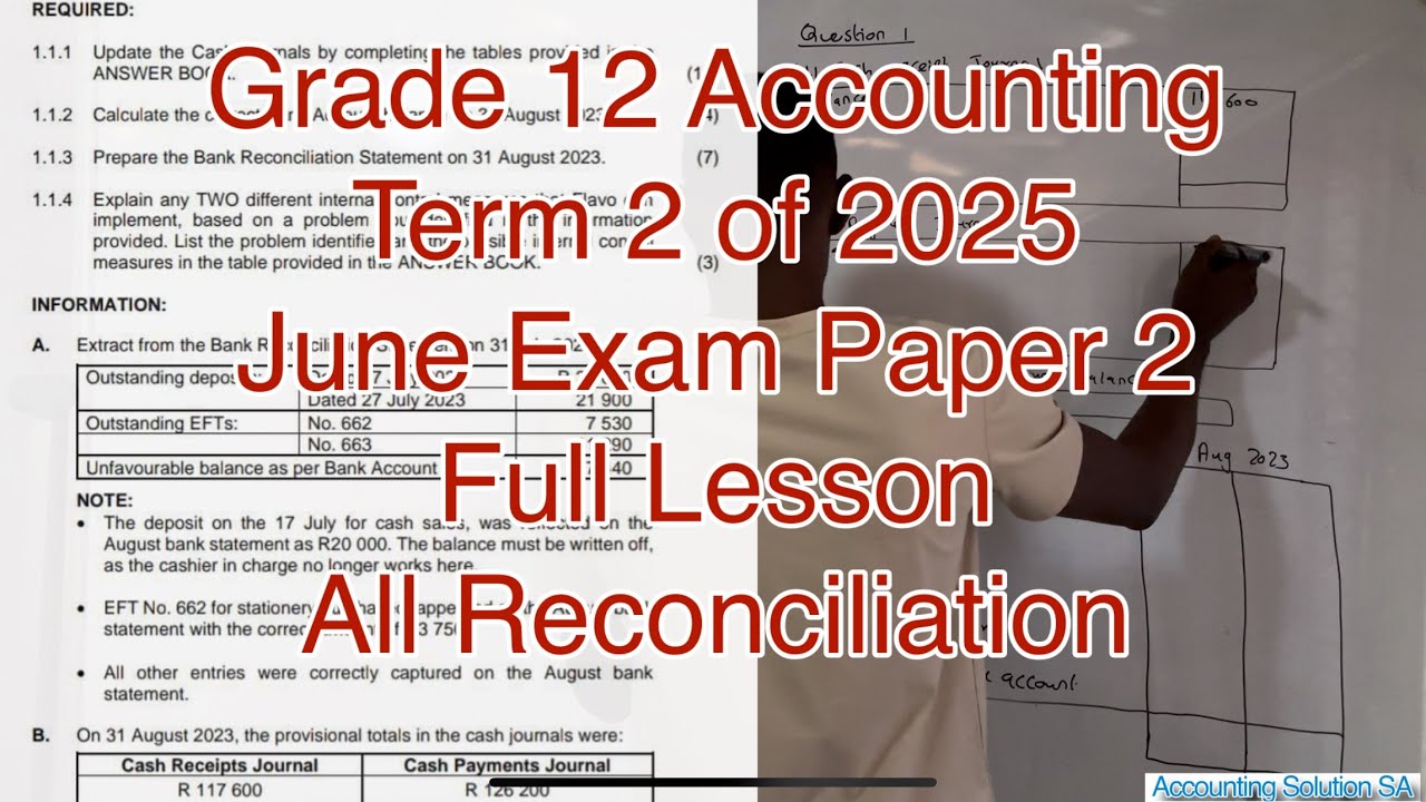 Grade 12 Accounting Term 2 | June Exam paper 2 Reconciliation 2025 ...