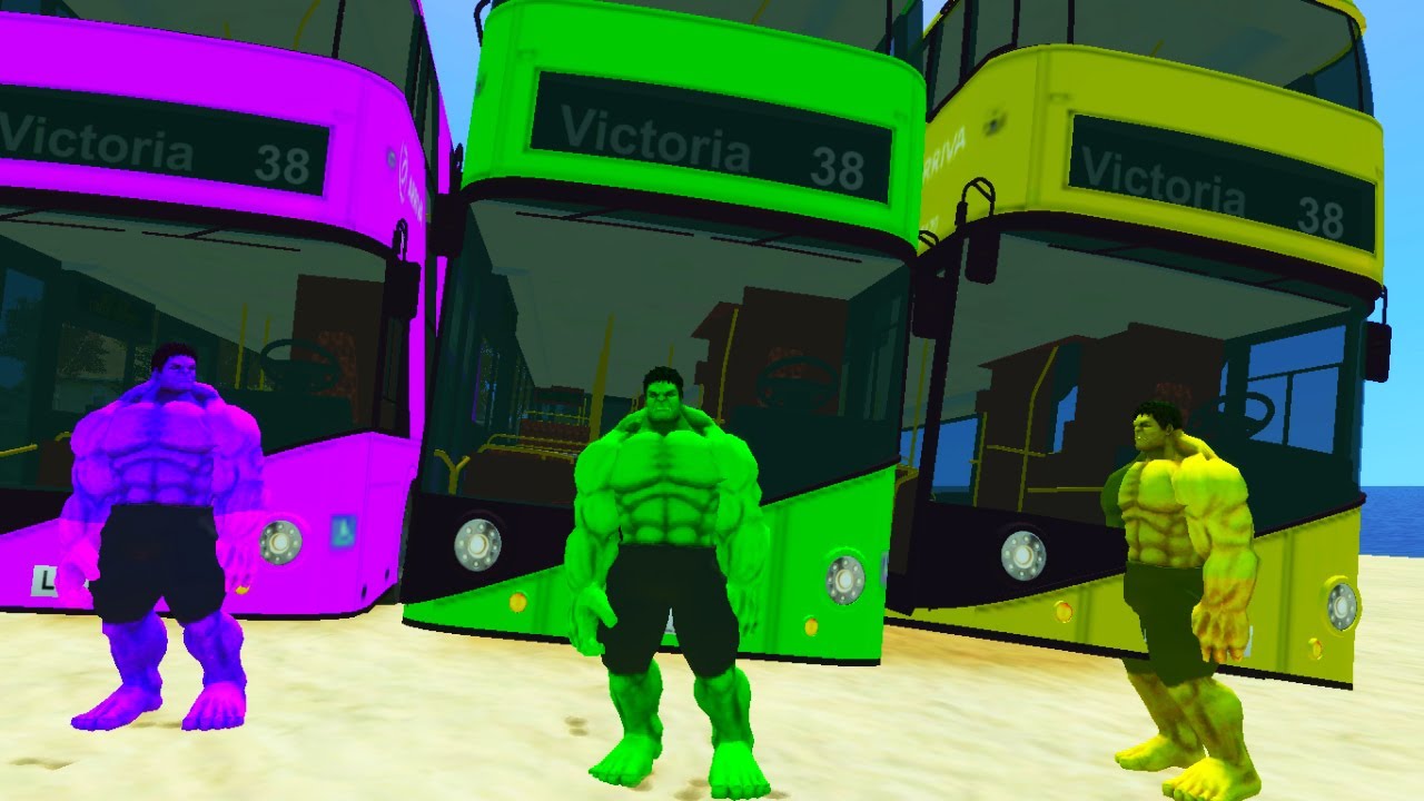 HULK COLORS Wheels On The Bus School Bus Monster Truck Kids Songs ...