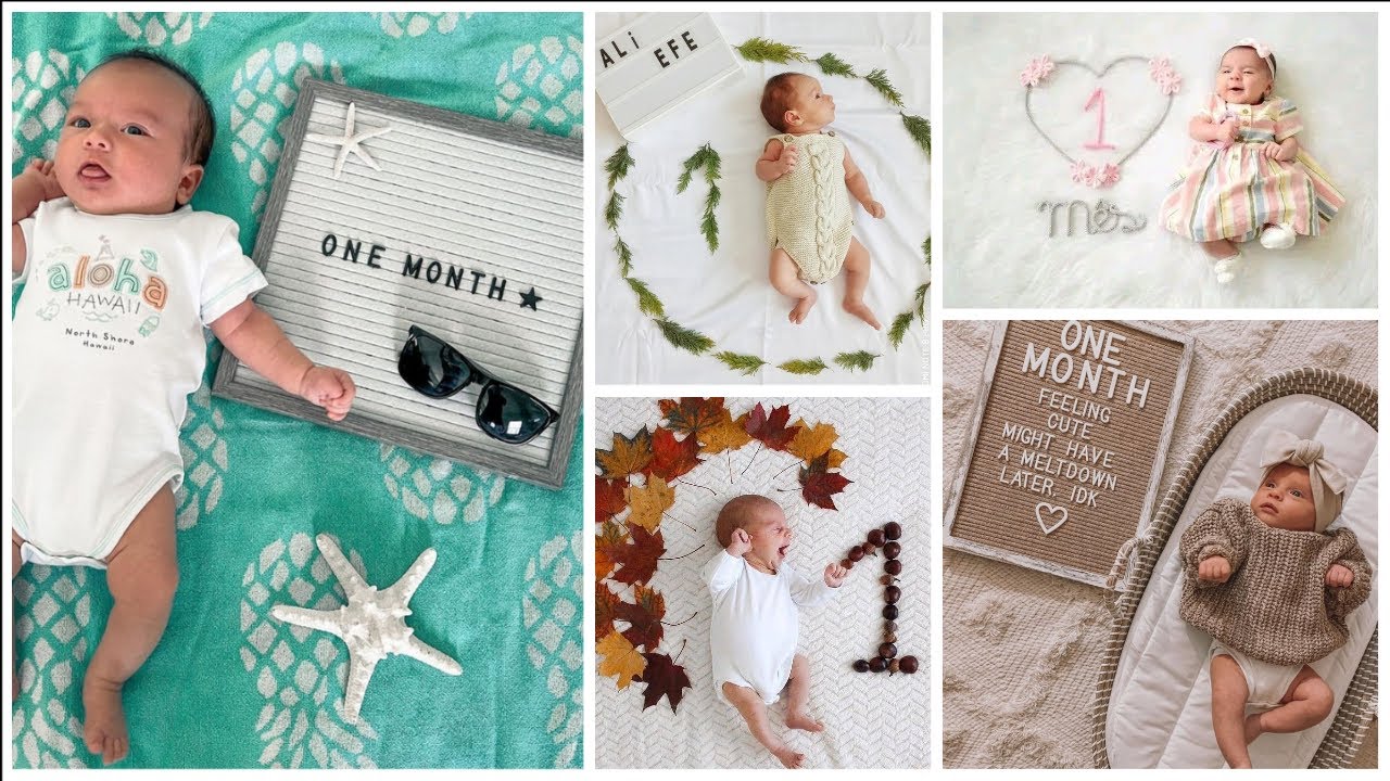 1st Month Baby Photoshoot Ideas at Home || 50+ Baby Monthly Milestone ...