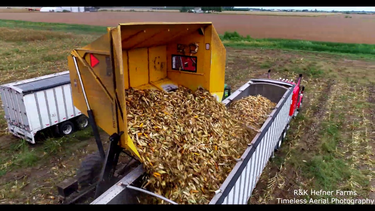R&K Hefner Farms Harvesting Seed Corn 4K Drone Footage - YouTube