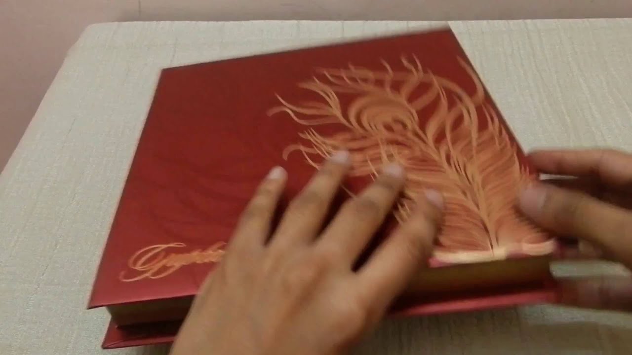 Red Golden Mor Pankh Boxed Wedding Invitation | Lotus Card Studio - YouTube