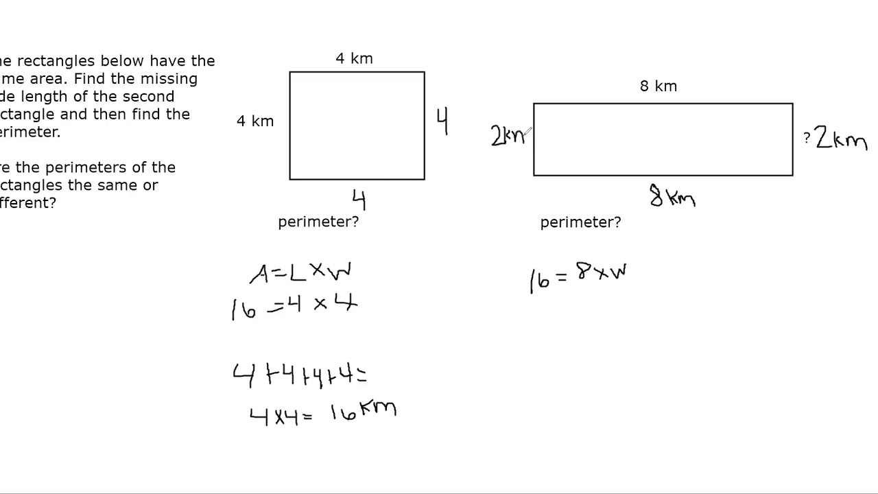 Comparing and Contrasting Area and Perimeter. - YouTube