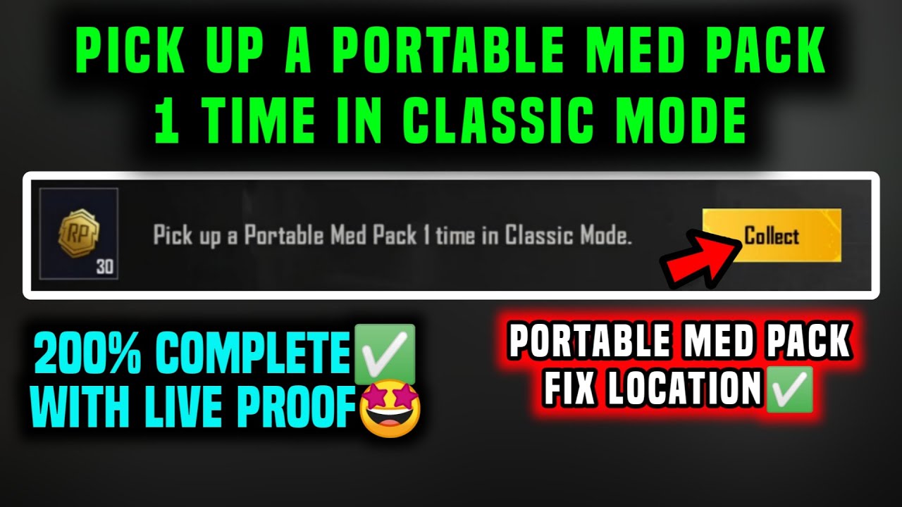 PICK UP A PORTABLE MED PACK 1 TIME IN CLASSIC MODE MISSION - YouTube