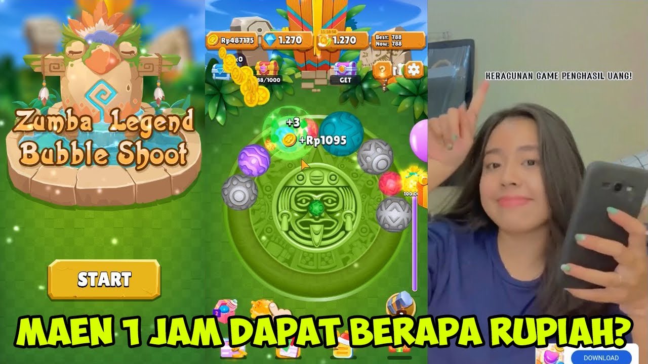 Let's Play ZUMBA LEGEND BUBBLE SHOOT For 1 Hour (Game Penghasil Uang ...