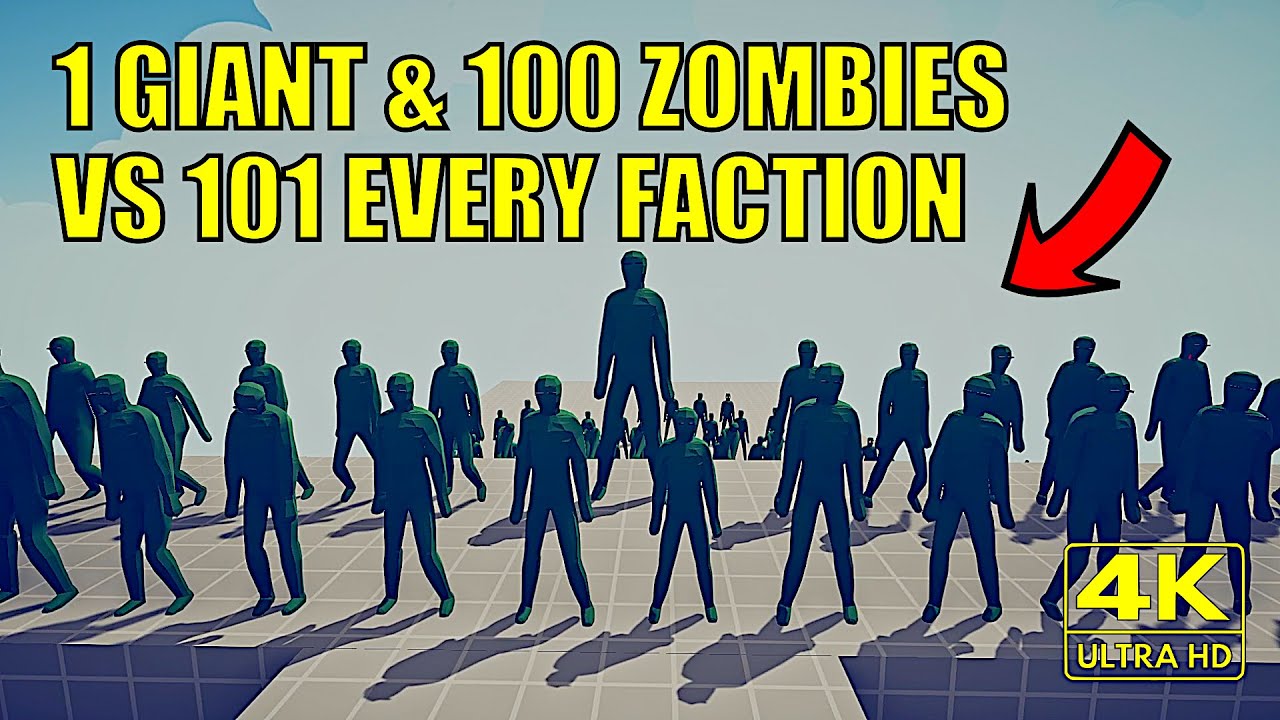 1 GIANT & 100 Zombies vs 101 Units Each Faction Part 1 - 4K | Totally ...
