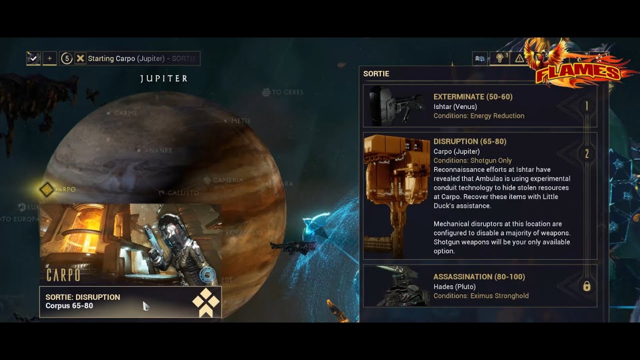 Warframe Sortie Carpo (Jupiter) Mission Disruption level 65-80 - YouTube