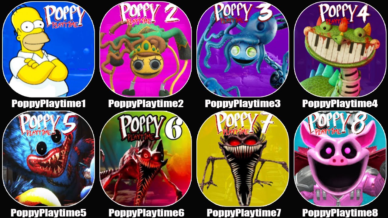 Poppy Playtime Chapter 1 to 8,Poppy Playtime 5 Fanmade,Poppy Playtime 4 ...