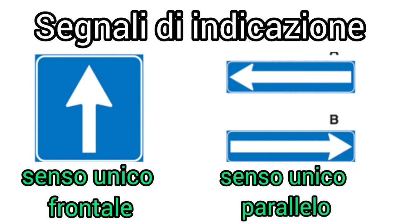Segnali di indicazione.senso unico frontale e parallelo.patente b in ...