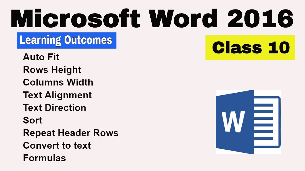 Ms word 2016 Table layout tab |Cell size, Text Alignment, Data, formula ...