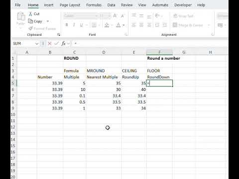 How to round a number using MROUND, CEILING and FLOOR formulas - YouTube