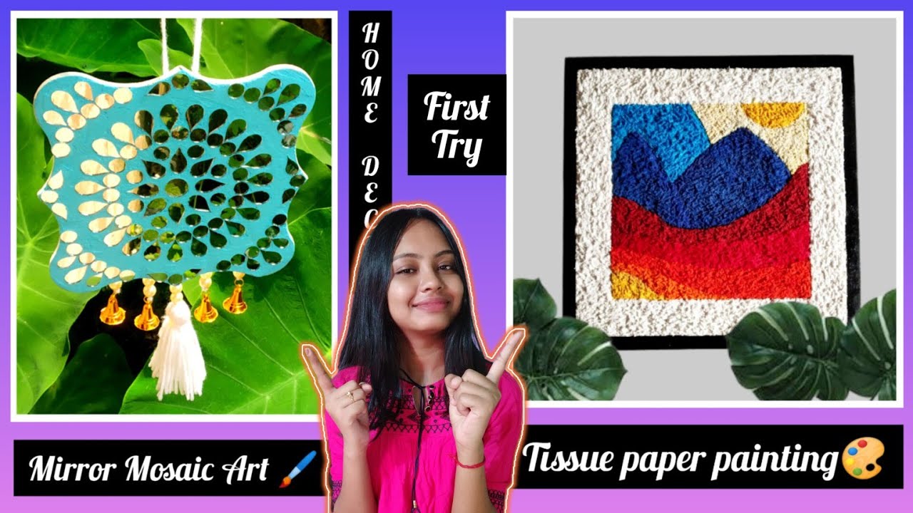 Diy mirror Mosaic art | Diy Tissue paper painting | Home decor idea| Barsha's Handmade - YouTube