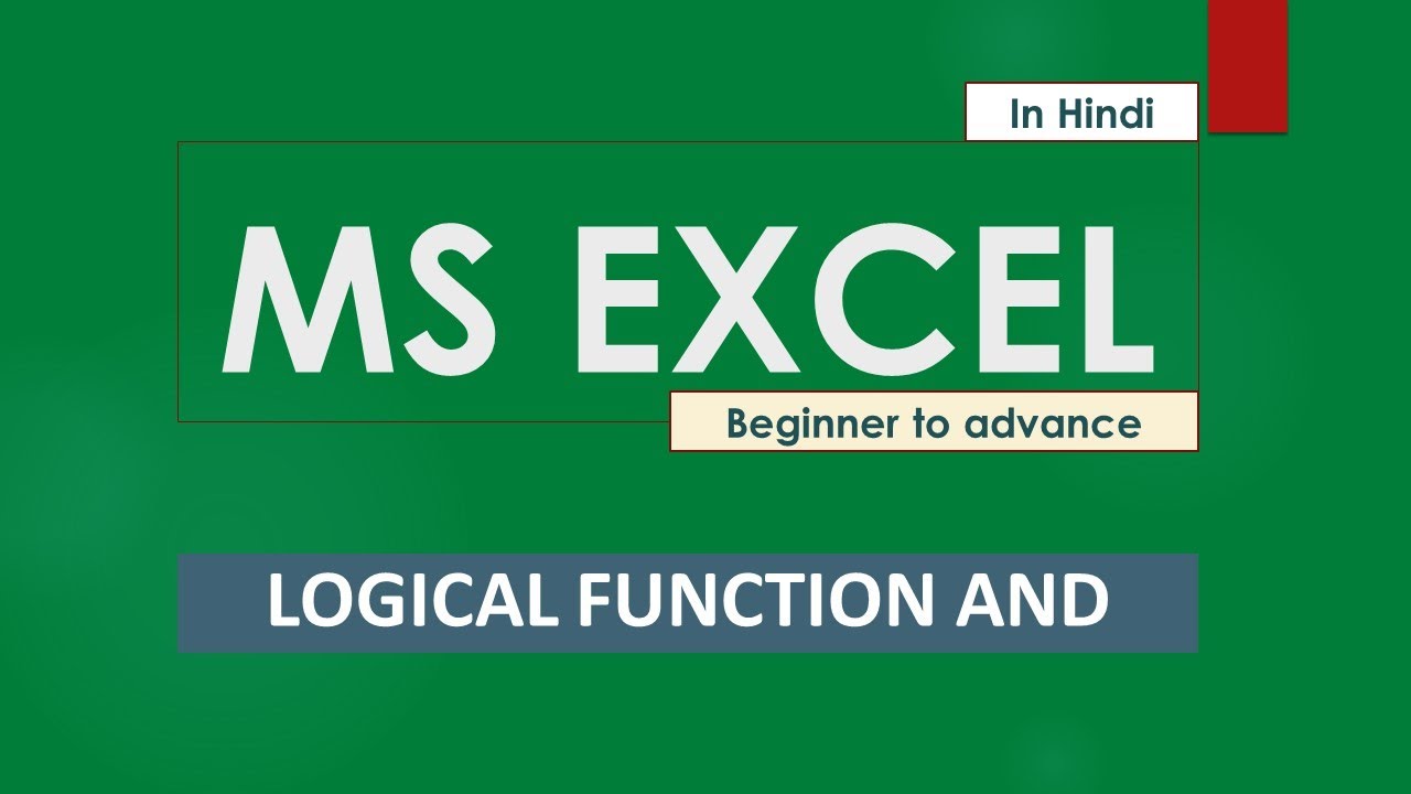Ms Excel Logical Function And Andor Youtube