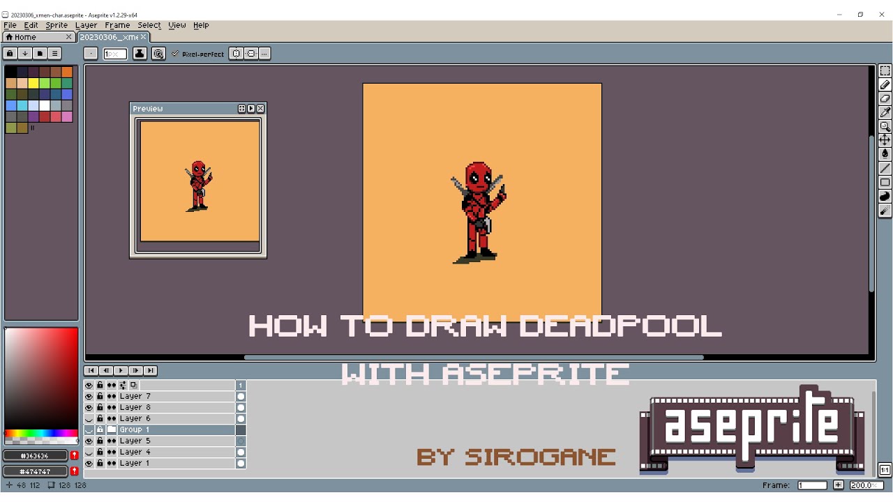 How to Draw DeadPool in Pixel Art using Aseprite - YouTube