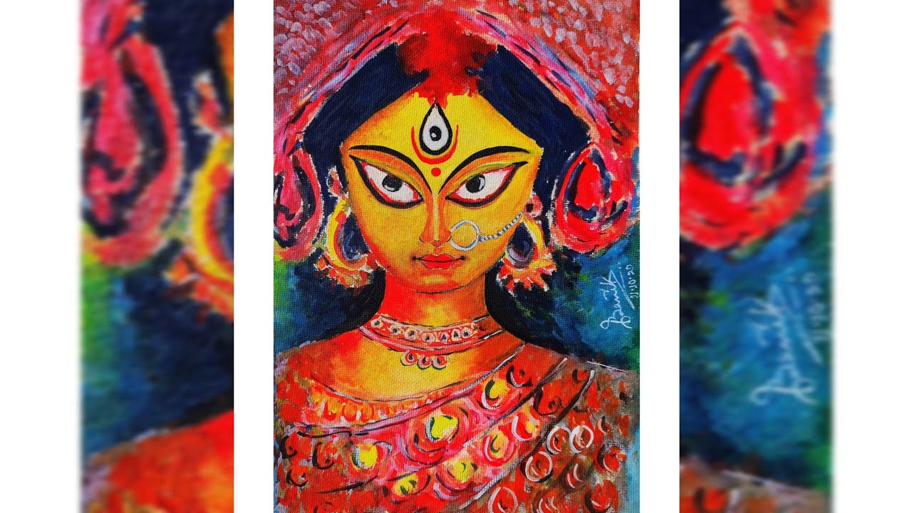How to Paint Maa Durga with Watercolour | Mahishasura Mardini Painting ...