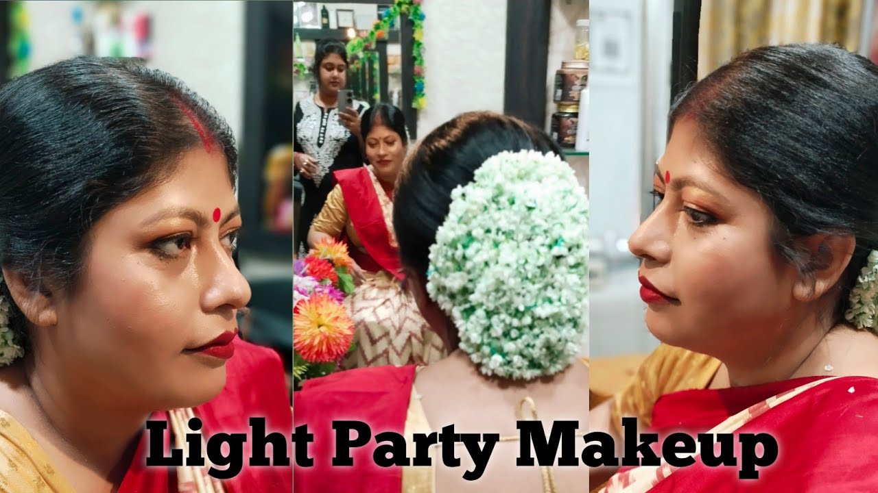 Light Weight Party Makeup/ Light eye makeup step by step for beginners ...