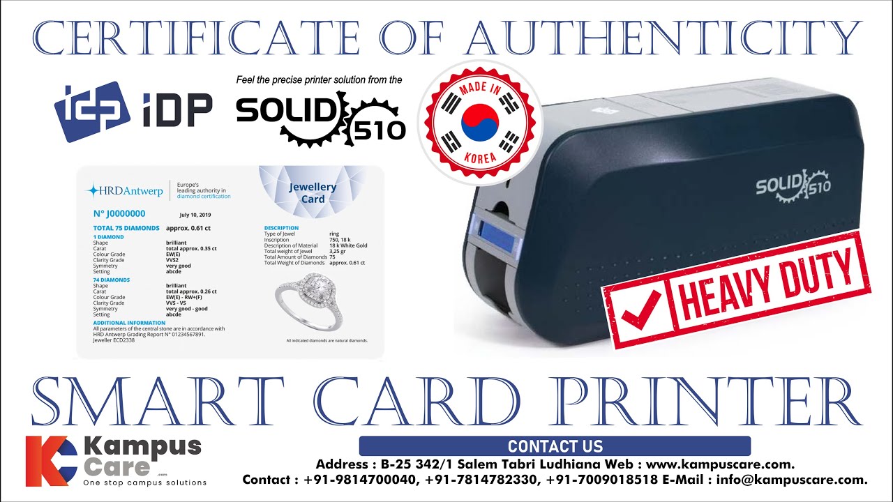 Jewelry Authenticity Smart Card Printer | Security Watermark | IDP ...