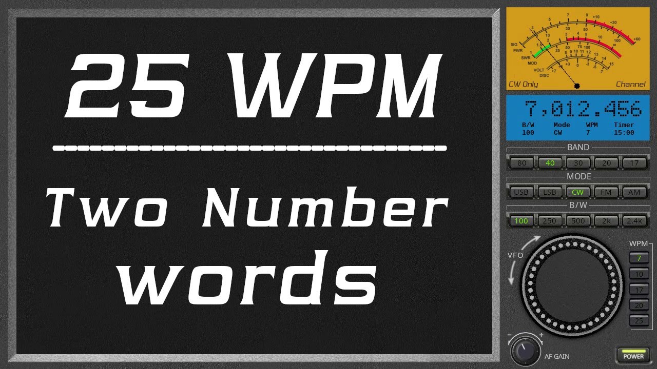 25wpm Two number words, morse code course - YouTube