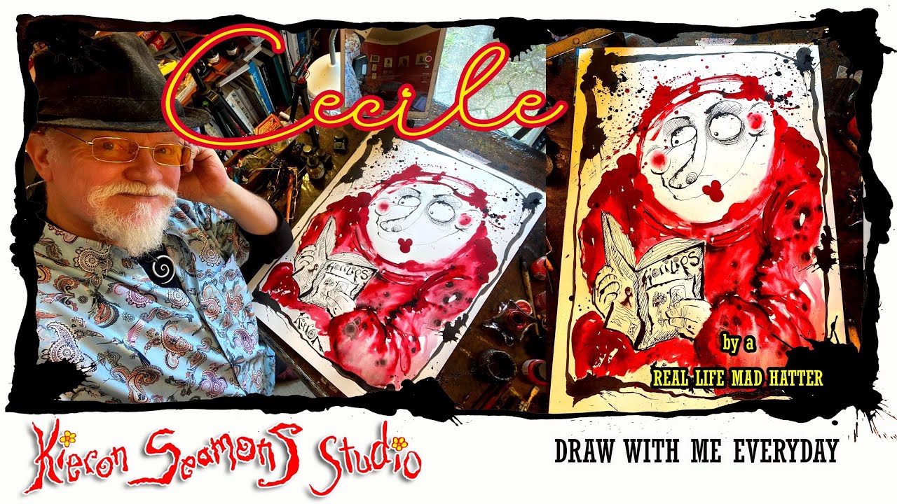 Cecile - the ink drawing in red. - YouTube