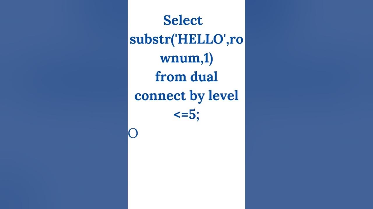 Interview Questions Print Hello Line Wise Oracledatabase Sql Trending Interview Sql Youtube