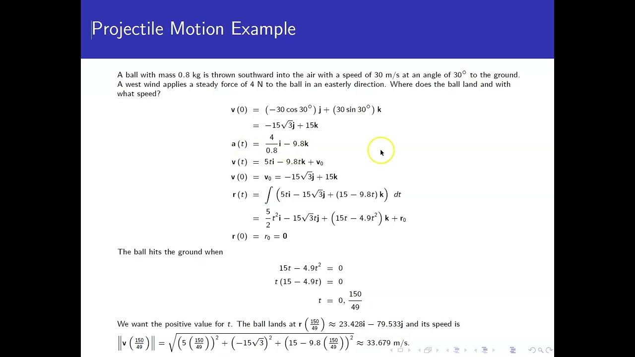 Projectile Motion Example - YouTube
