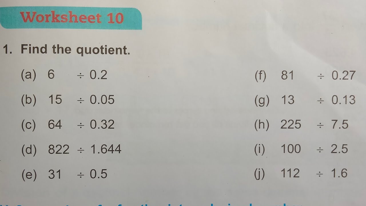 math class 5 chapter 7 worksheet 10 dav public school // math class 5 ...