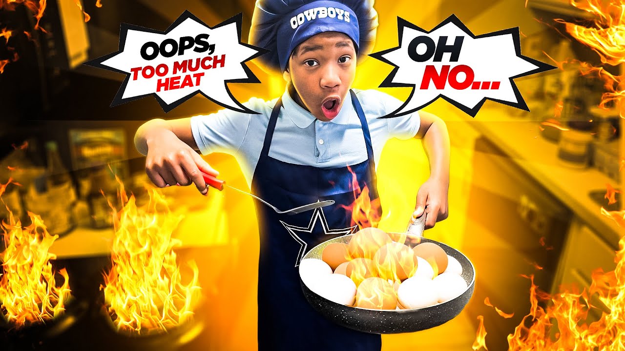 Dantavious Cooking Eggs and almost burn down the house 🔥 - YouTube