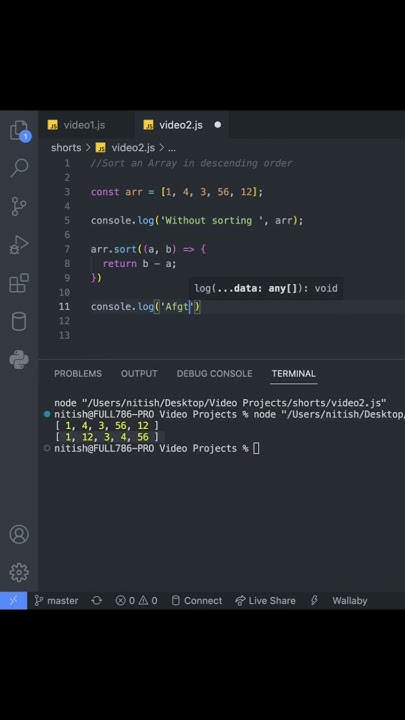 How To Sort An Array In Descending Order Javascript Programming Viralvideo Shorts