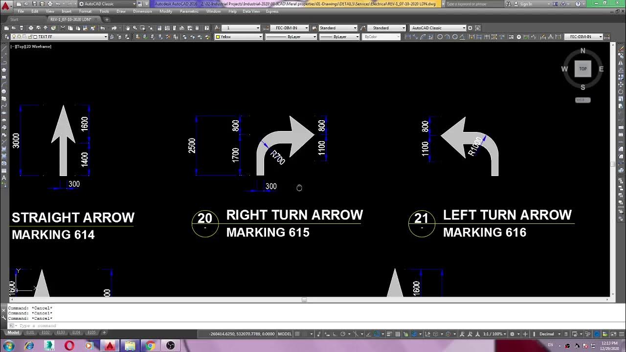 Road Marking Arrows Dimensions in AutoCad - YouTube
