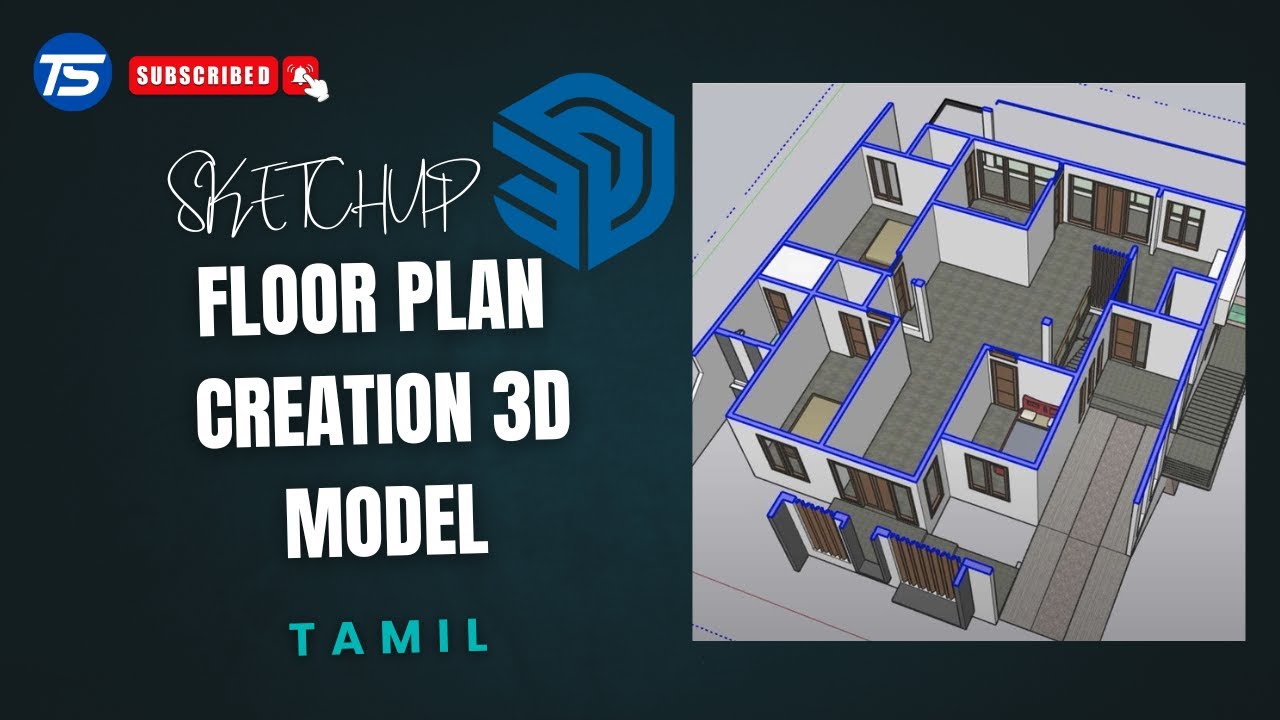 How to create floor plan in sketchup-floor plan in tamil - Trend software - YouTube